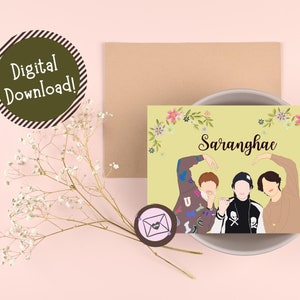 Printable BTS RM Suga Jimin Saranghae Greeting Card, Cute Card, Kpop Greeting Card, Any Occasion ...