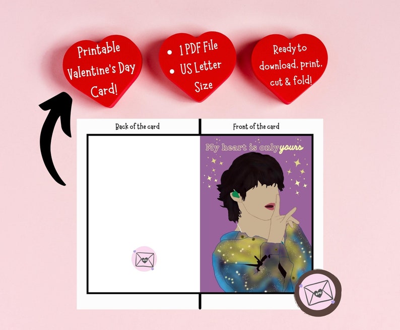 Printable BTS V Taehyung Valentine's Day Greeting Card | Etsy