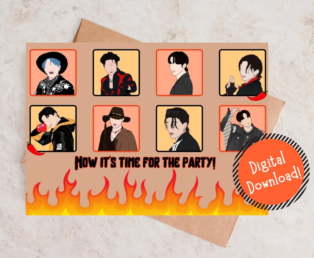 Printable Ateez "now It's Time for the Party!" Birthday Card, Kpop ...