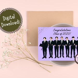 Printable BTS Congratulations Class of 2023 Purple Graduation Greeting ...