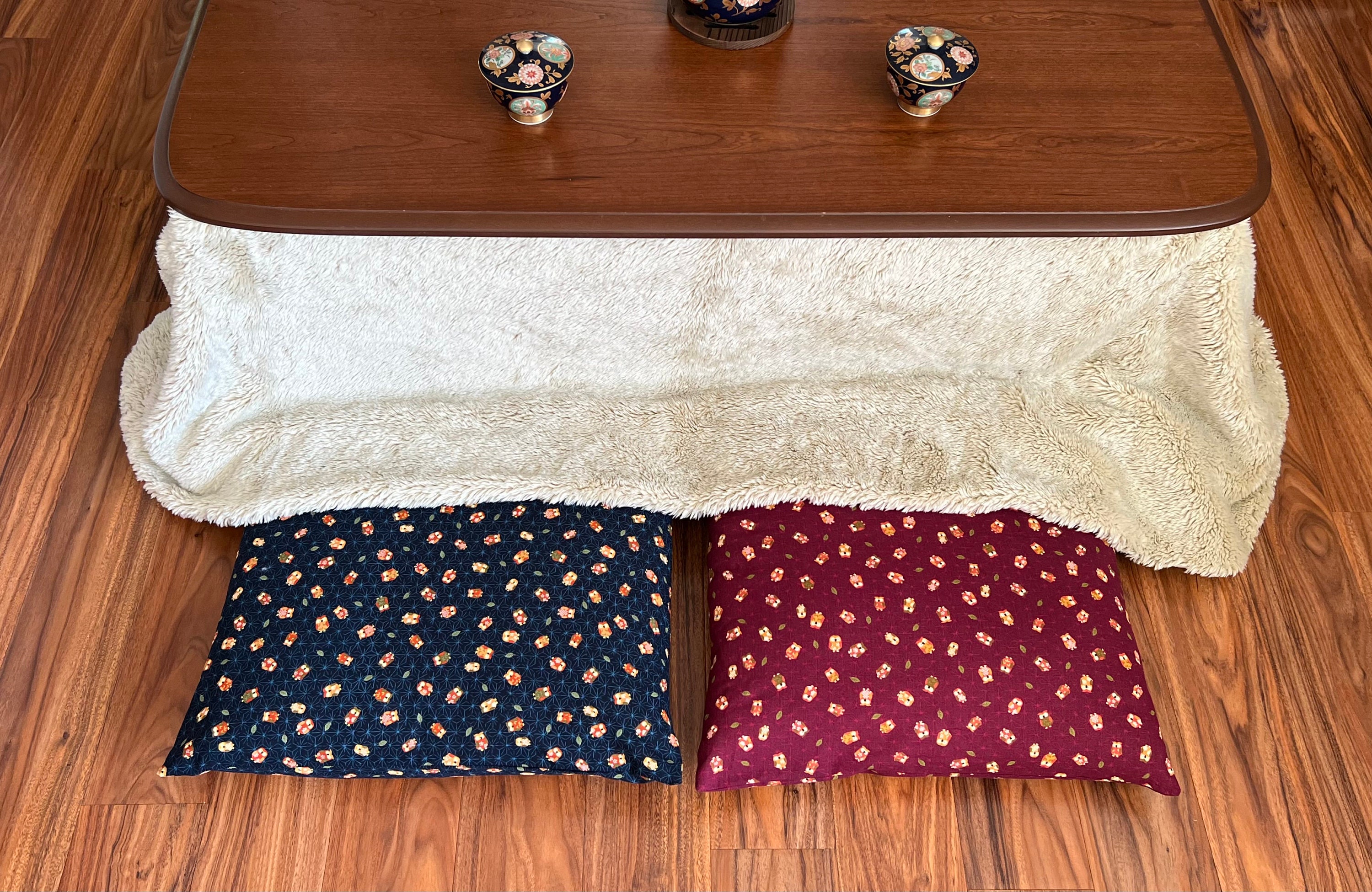 Japanese Zabuton Sitting Floor Cushion Set. Owl Burgundy. - Etsy