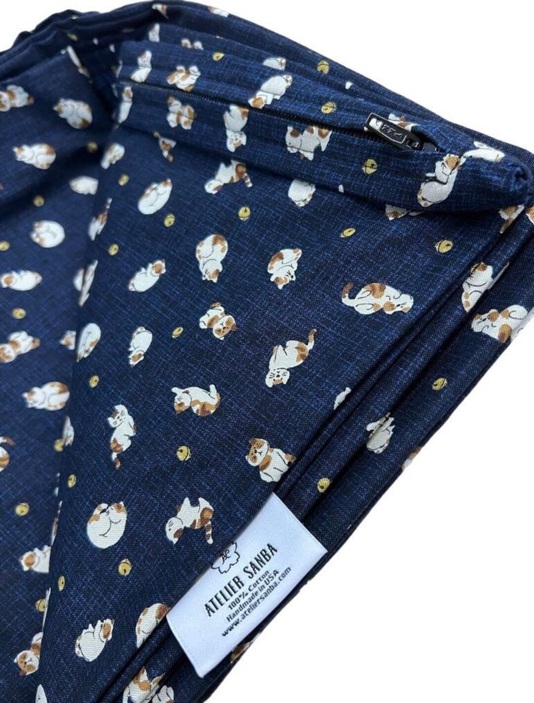 Cats Navy Custom Cotton Futon Cover. Japanese Fabric. Handmade Shiki ...