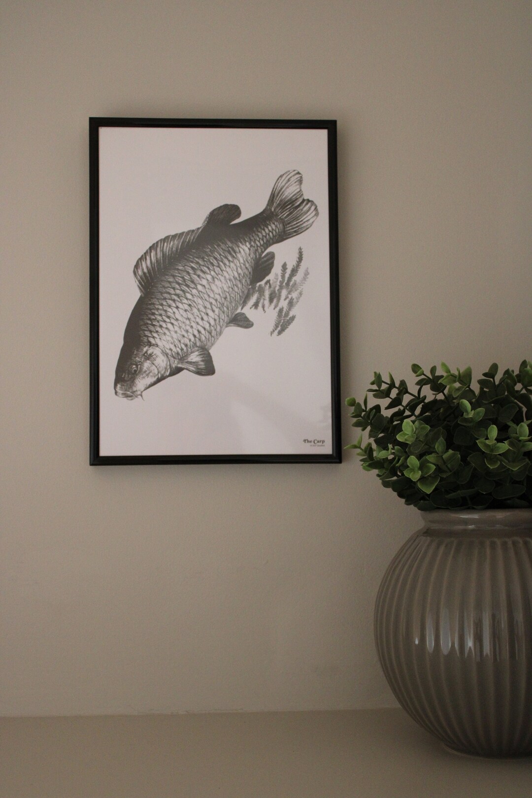 The Carp Print Fish, Fish Print, B&W Print, Home Decor, Art, David Carl ...