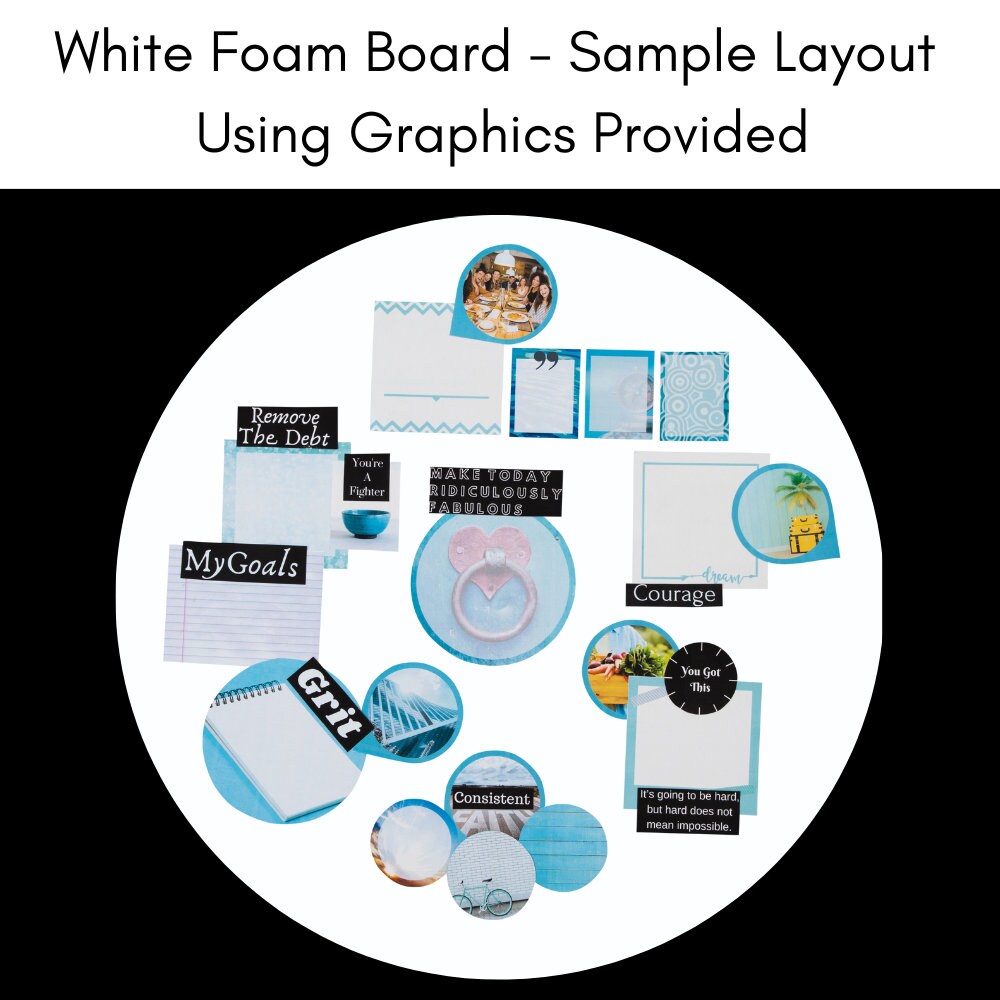 Circle Vision Board Kit blue Aesthetic Everything Needed for ...