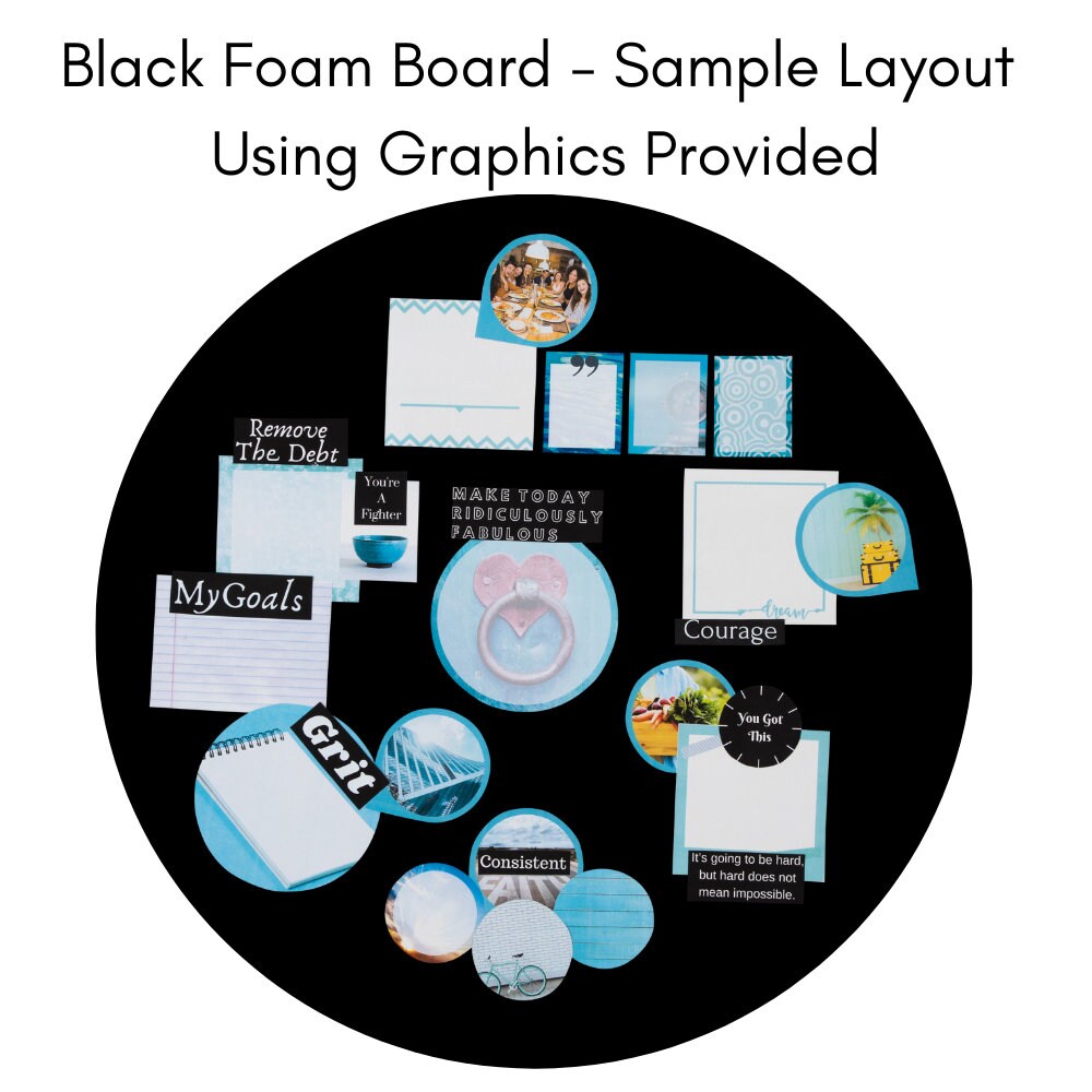 Circle Vision Board Kit blue Aesthetic Everything Needed for ...