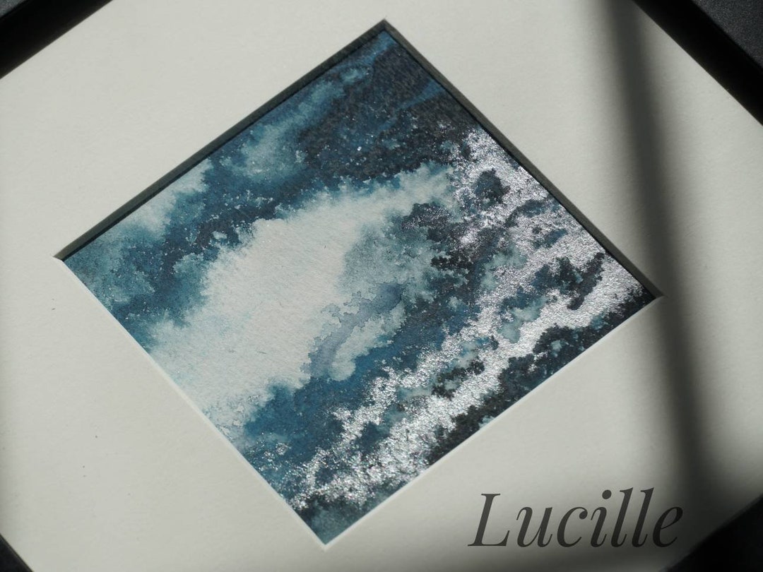Lucille ~ Original Signed Abstract Watercolor Painting ~ Blue, Black ...