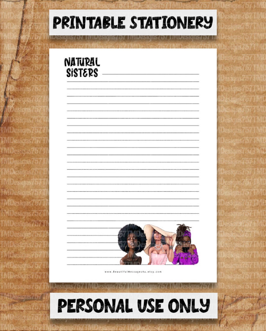 PRINTABLE Letter Writing Stationery Notepaper * African-american Women ...