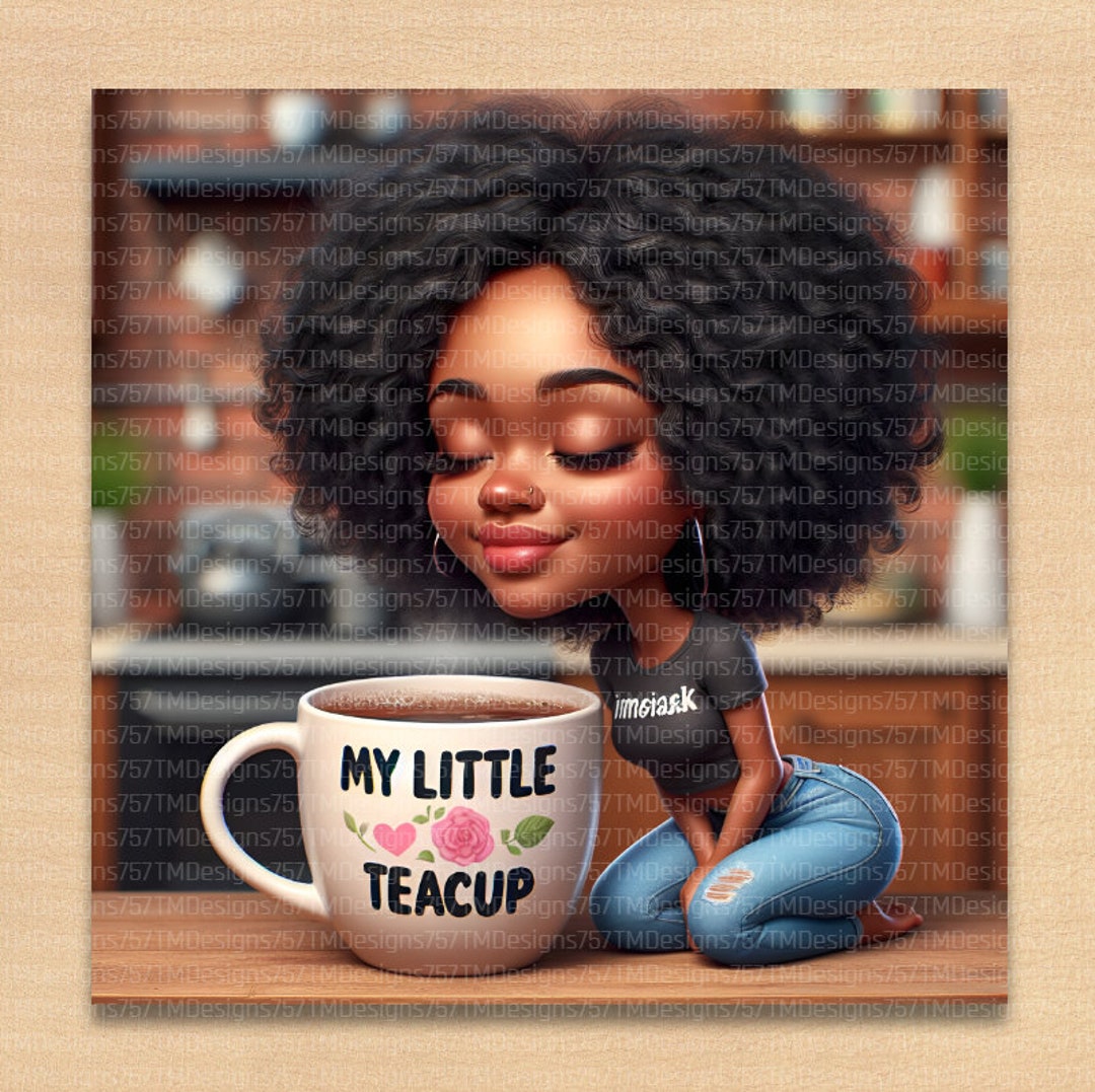 PNG My Little Teacup Black Woman Afro Tea Tumbler File 20oz Tumbler ...