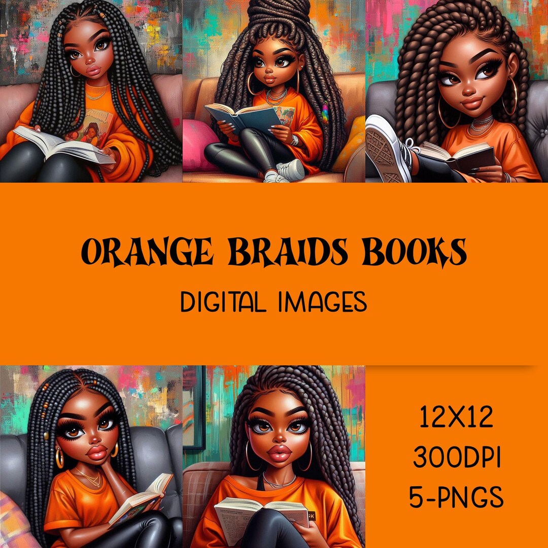 Orange Braids Books | Books | Reading | Sublimation | Stickers | Crafts ...