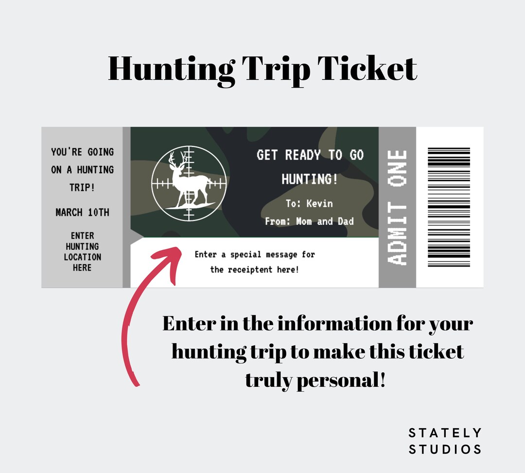 Hunting Trip Surprise Ticket, Custom Hunting Trip Ticket, Gift for Kids ...