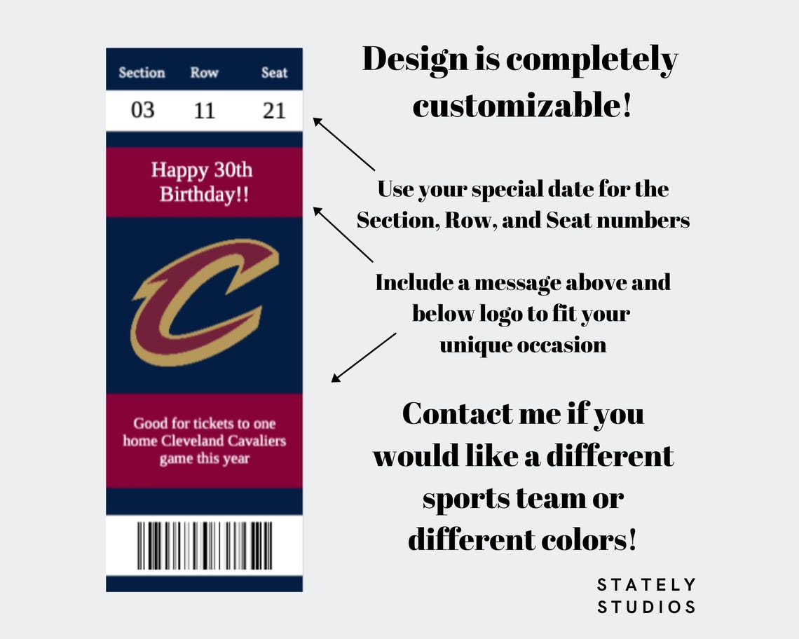 Cleveland Cavaliers Surprise Ticket Gift, Cleveland Cavaliers Custom ...
