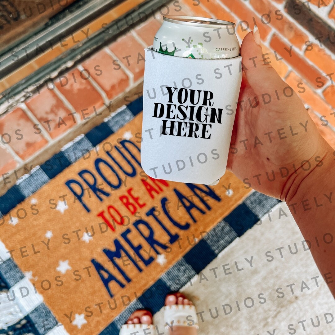 White Can Cooler Mock Up, 4th of July Mock Up, Fourth of July Mock Up ...