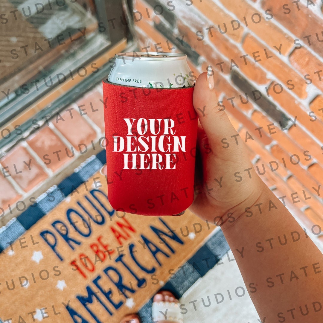 Red Can Cooler Mock Up, 4th of July Mock Up, Fourth of July Mock Up ...