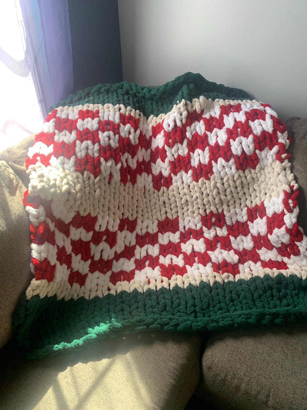 Christmas Candy Cane Chunky Throw - Etsy