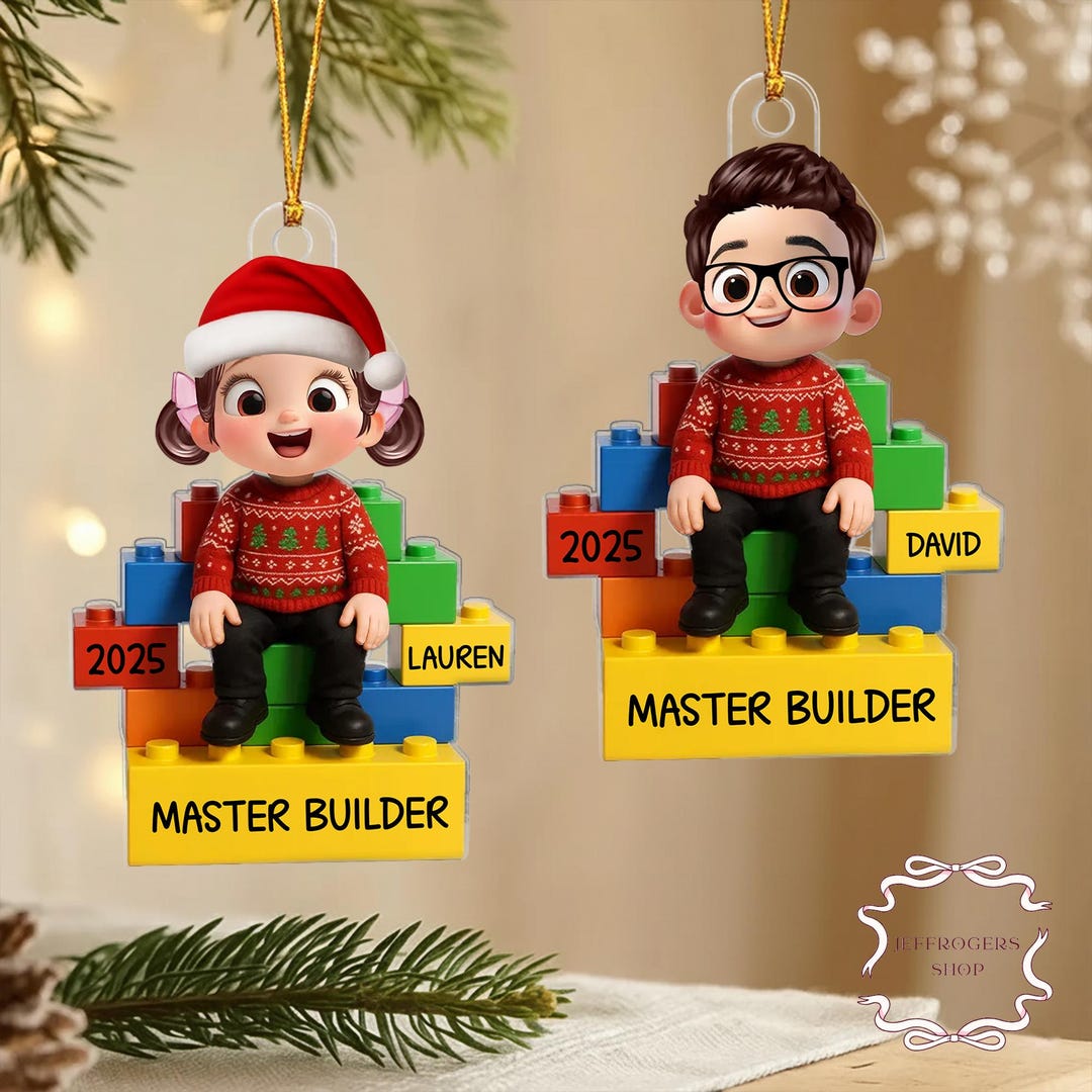 Personalized 2D Master Builder Ornament, Custom Lego Christmas Ornament ...