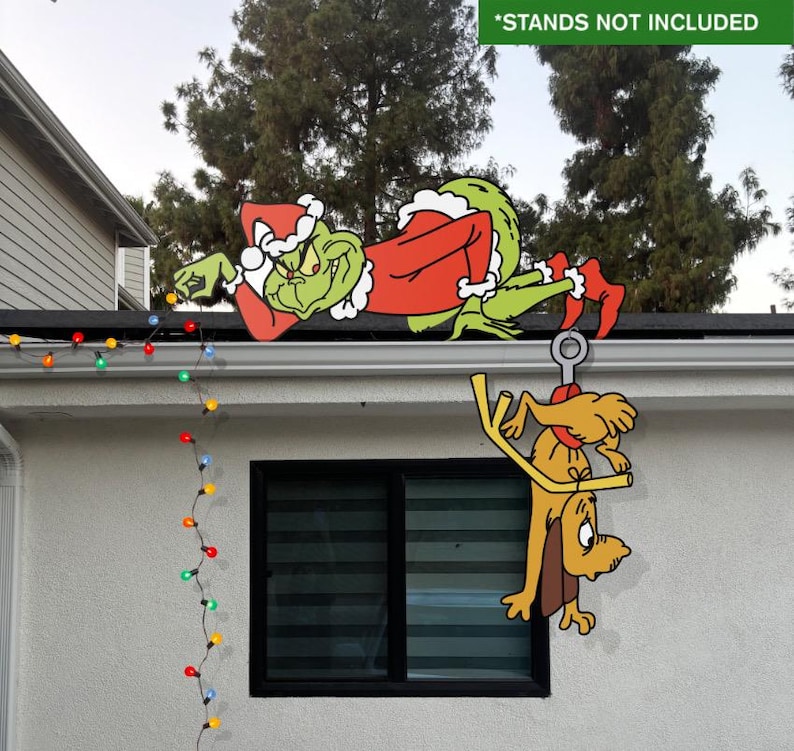 Grinch Yard Sign, Grinch Stealing Lights, Christmas Yard Decoration - Etsy
