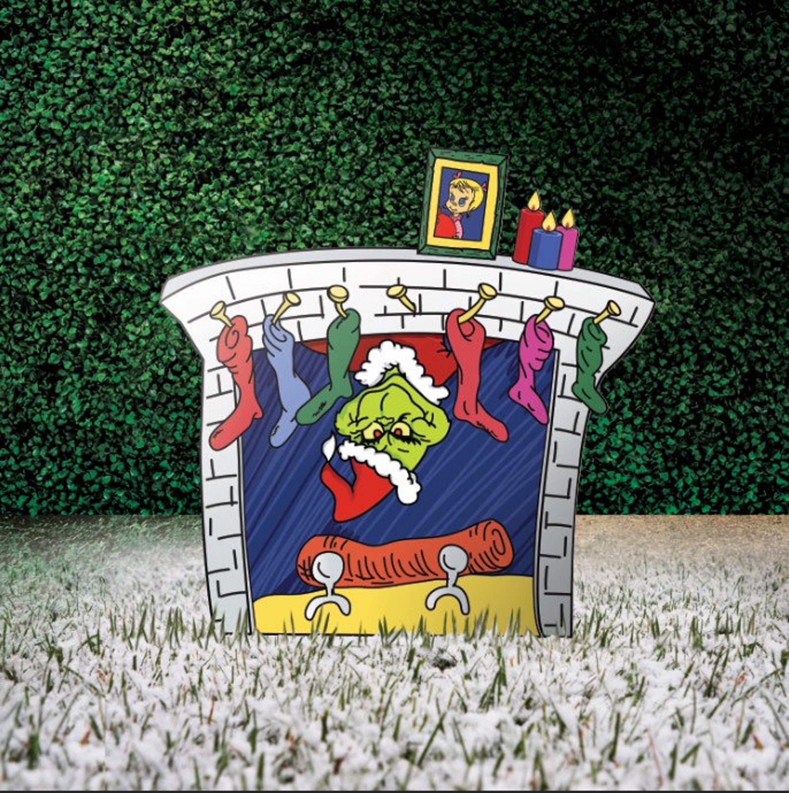 Grinch Yard Decoration / Grinch Fireplace / Whoville Fireplace | Etsy