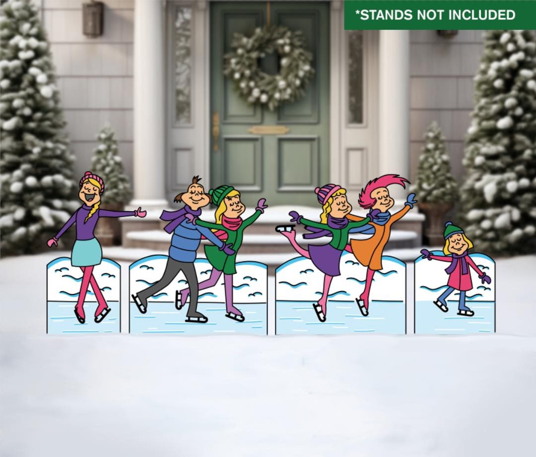 Whoville People Ice Skaters, Grinch Yard Decoration, Grinch Yard Props ...