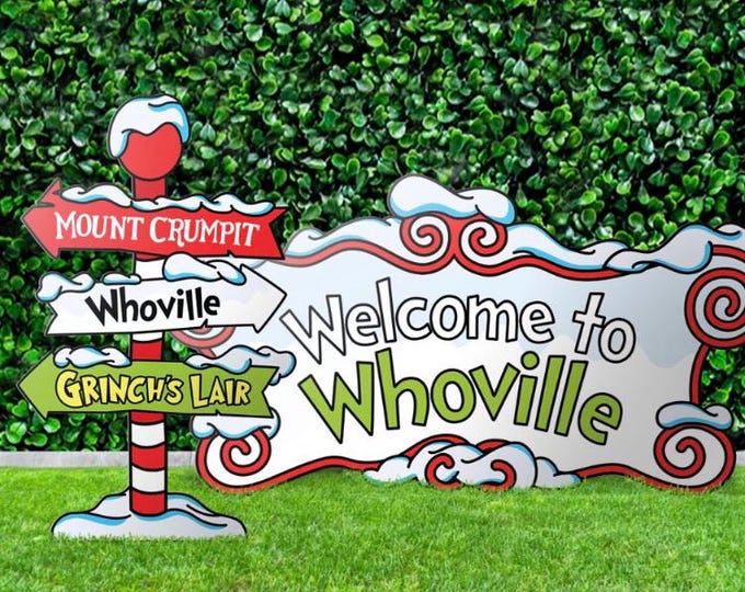 Grinch Yard Decoration / Welcome to Whoville Sign / How the Grinch ...