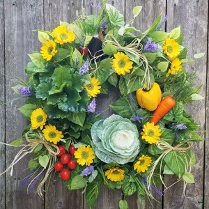 Summer Vegetable Wreath, Kitchen Decor, Gardener Wreath, Tuscan Wreath ...