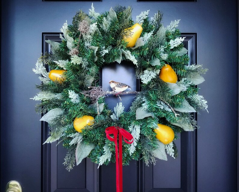 Partridge in a Pear Tree Wreath, Christmas Evergreen, 12 Days of ...