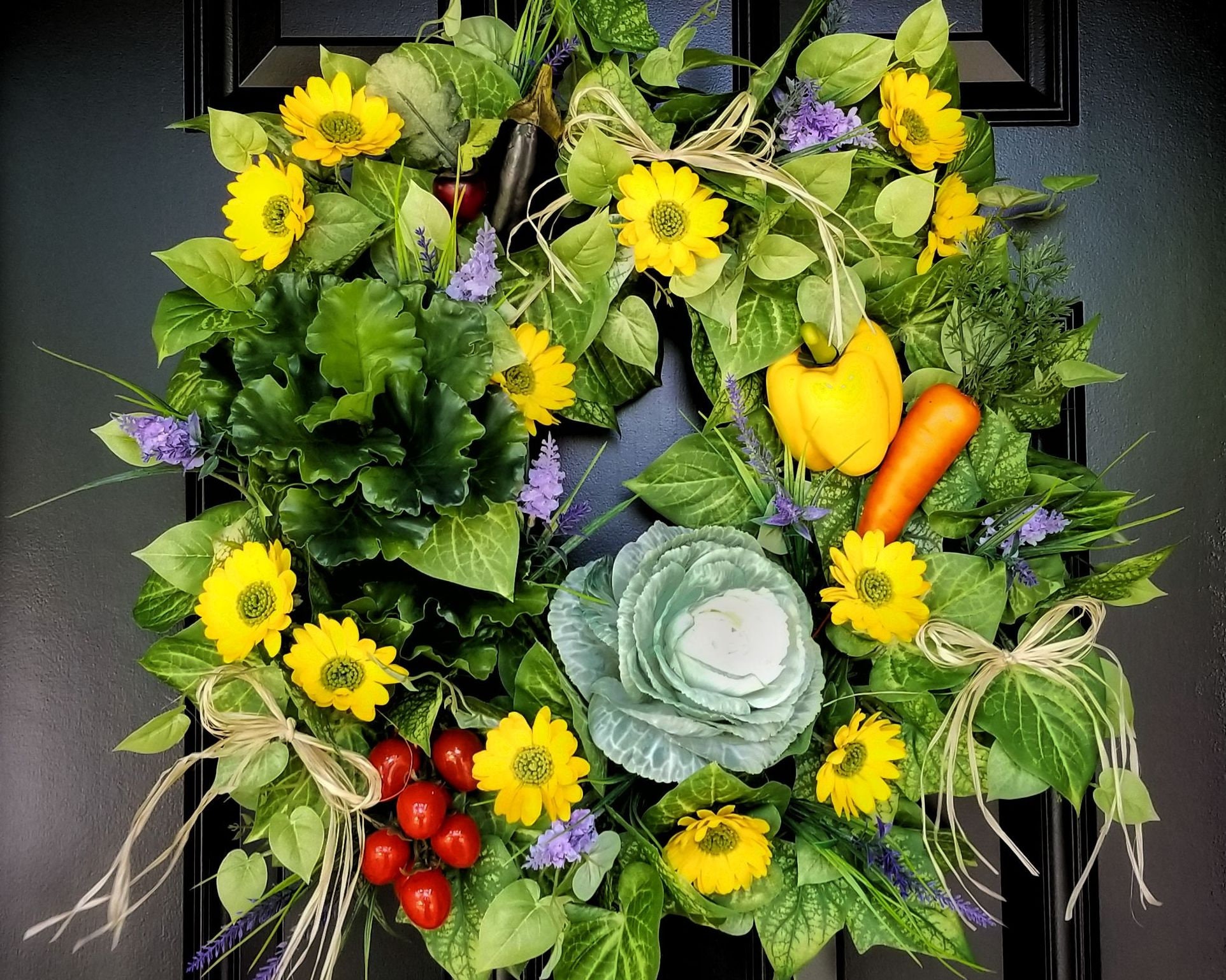 Summer Vegetable Wreath, Kitchen Decor, Gardener Wreath, Tuscan Wreath ...