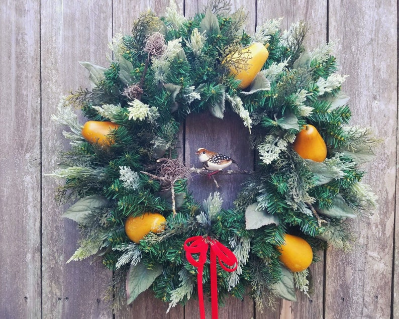 Partridge in a Pear Tree Wreath, Christmas Evergreen, 12 Days of ...