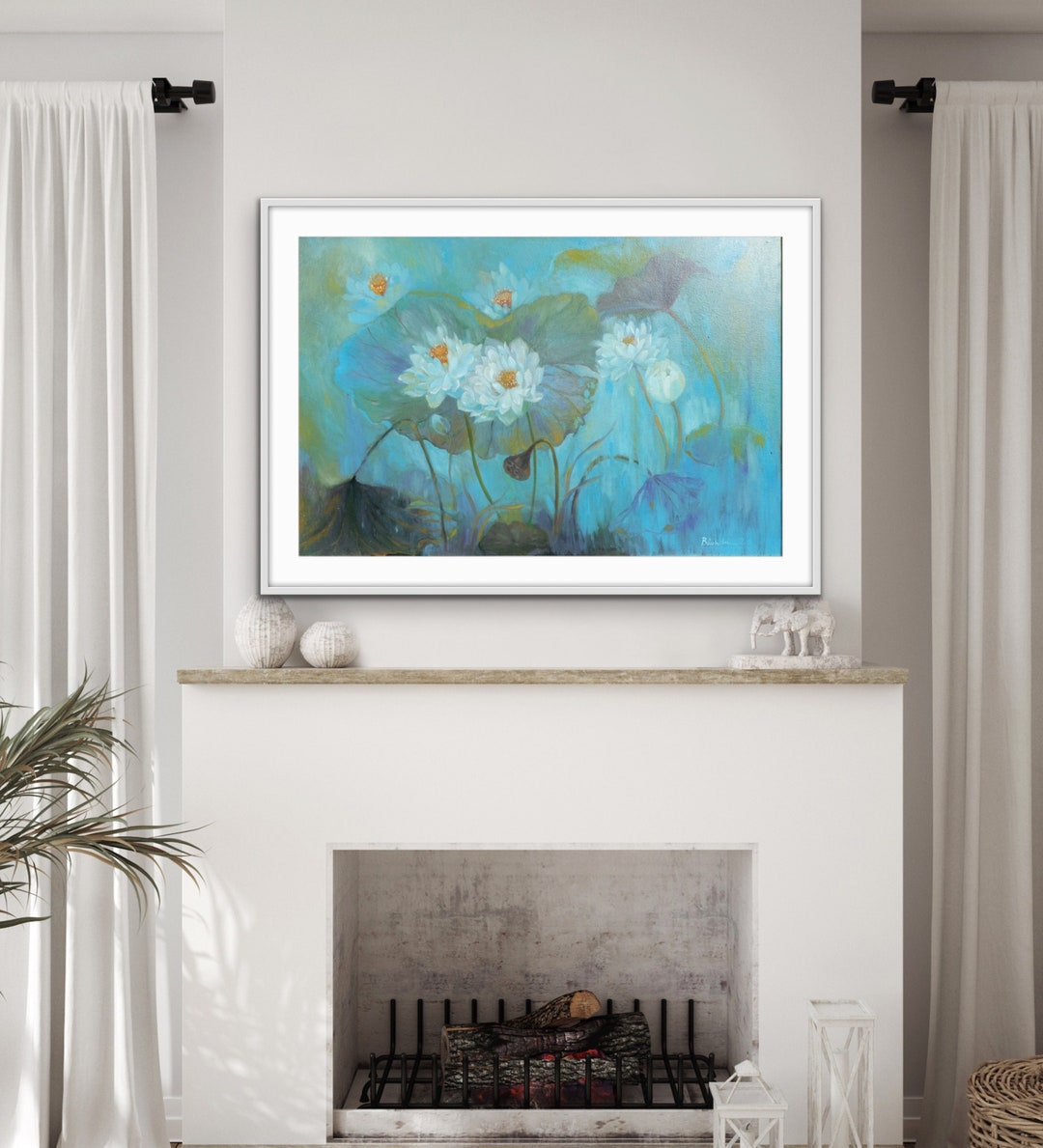 Blue Lotus, Original Art, Oil on Canvas - Etsy