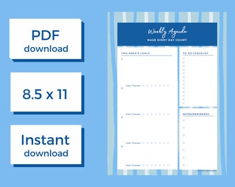 Minimal Printable Peachy Weekly Goal Planner - Etsy