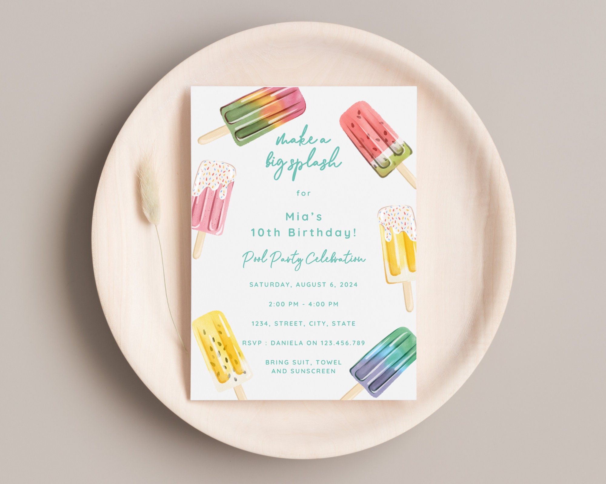 Popsicle Party Invitation, Ice Cream Birthday Invitation, Pool Party ...