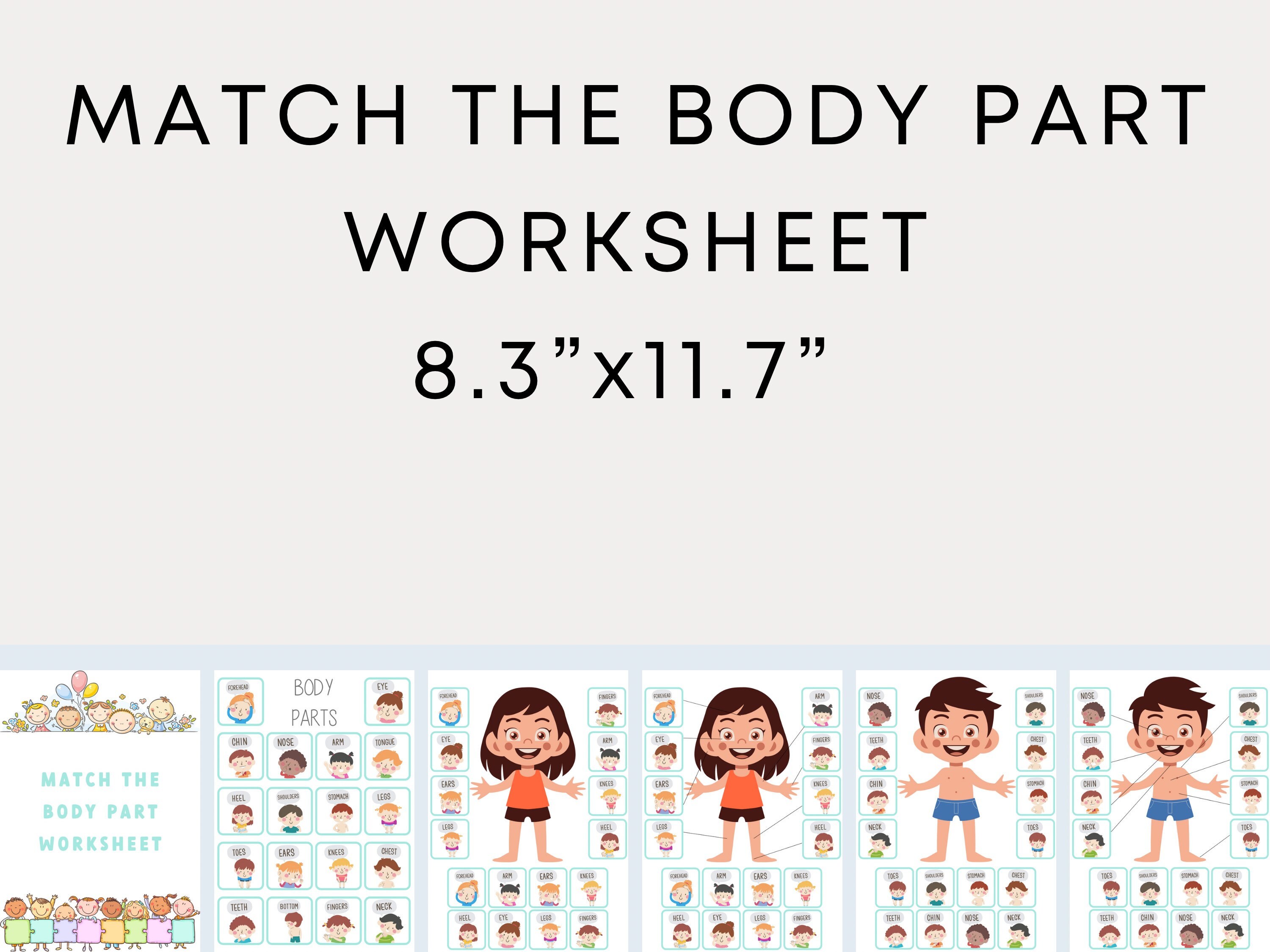 Match the Body Part Worksheet Preschool Activity Toddler - Etsy UK