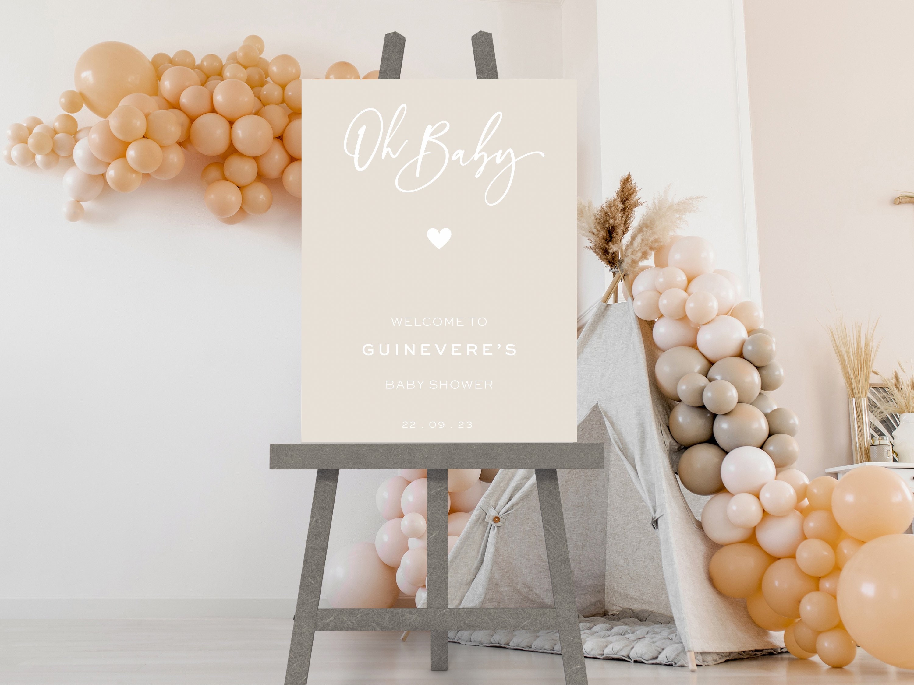 Boho Baby Shower Sign, Baby Shower Decor, Boho Invitation, Baby Reveal ...