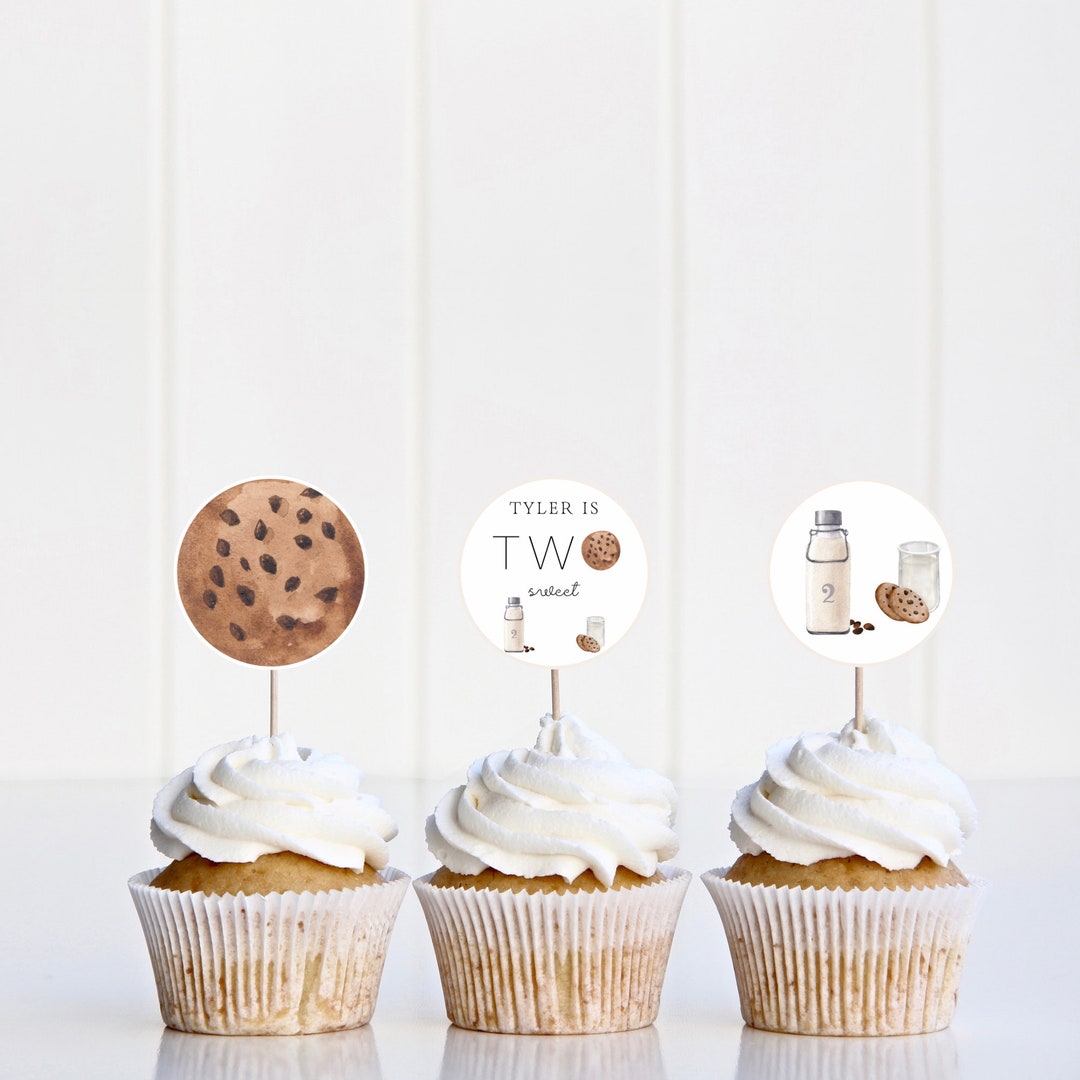 Birthday Cupcake Toppers, Cookies and Cream Favor Tags, Cookies and ...