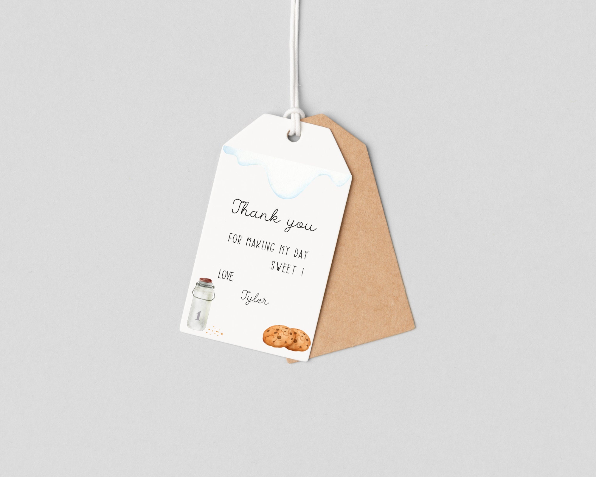 Printable Birthday Gift Tags Cookies and Milk Favor Tags - Etsy