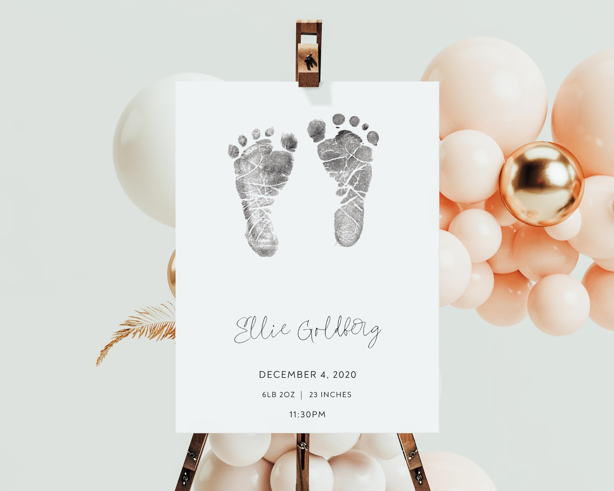 Newborn Baby Feet Print, Newborn Keepsake Gift, Nursery Decor Wall Art ...