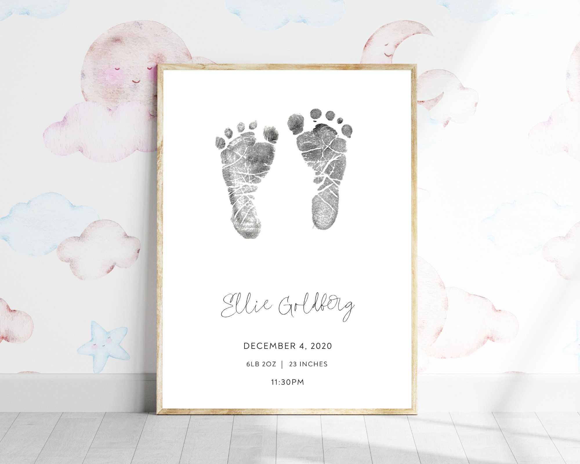 Newborn Baby Feet Print, Newborn Keepsake Gift, Nursery Decor Wall Art ...