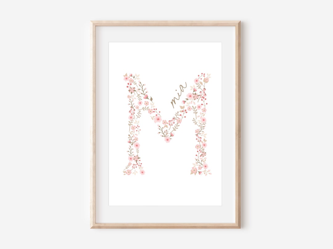 Floral Initials Print, Girls Nursery Decor, Initials Wall Art ...