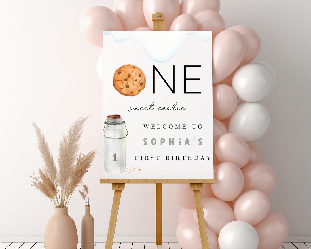Milk and Cookies Welcome Sign, Cookies Birthday Party Welcome Sign ...