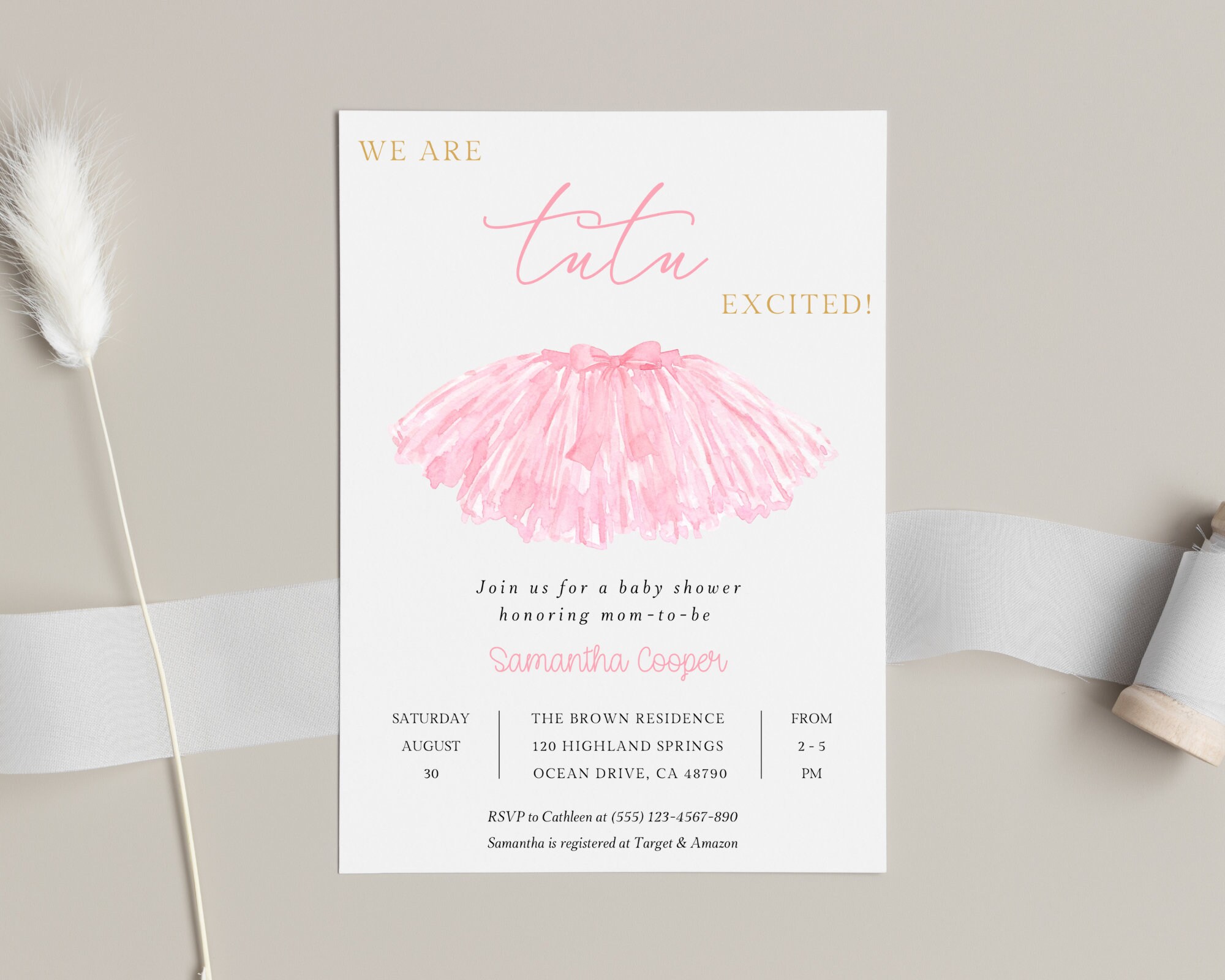 Tutu Baby Shower Invitation, Were Tutu Excited Baby Shower Invite, Tutu ...