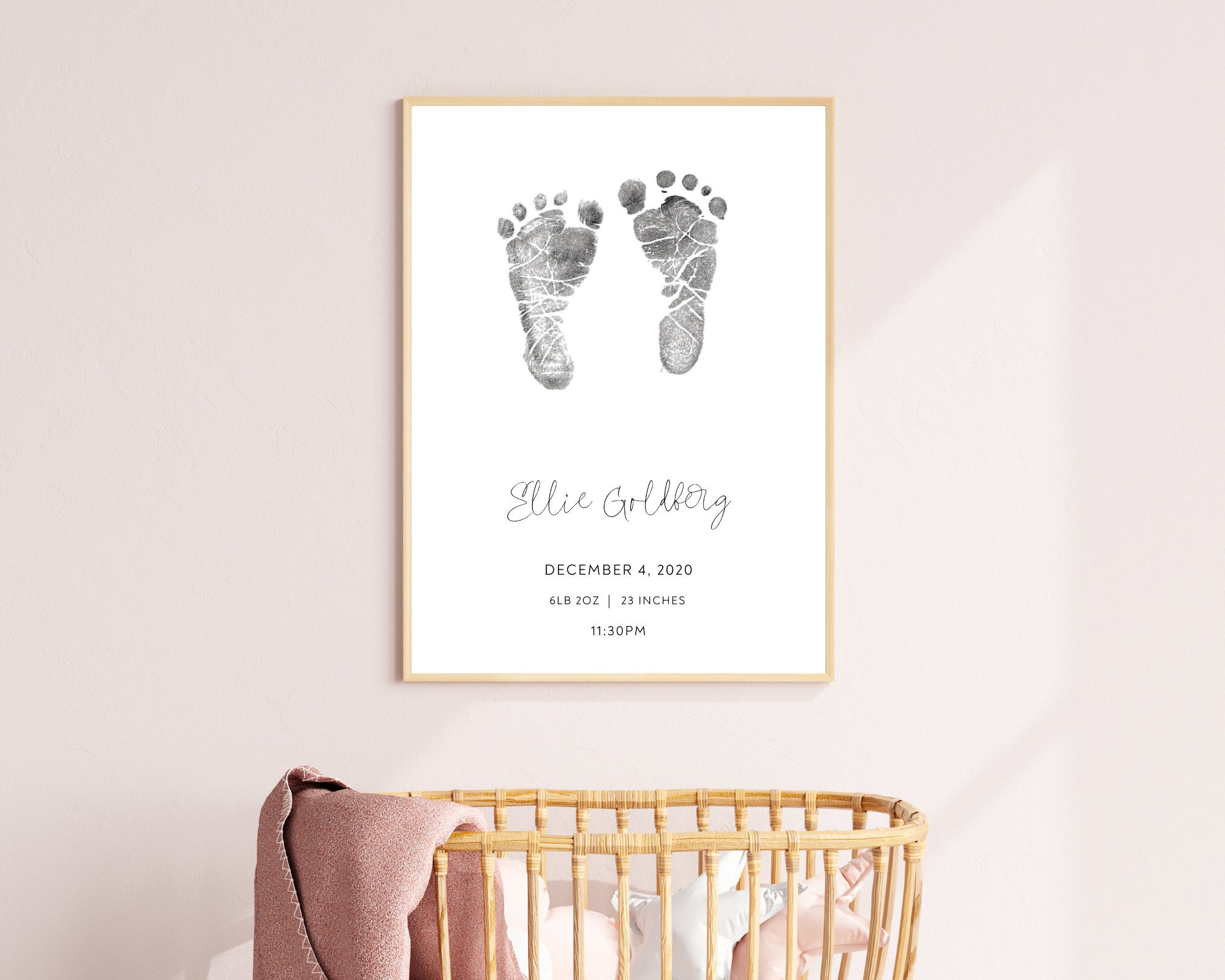 Newborn Baby Feet Print, Newborn Keepsake Gift, Nursery Decor Wall Art ...
