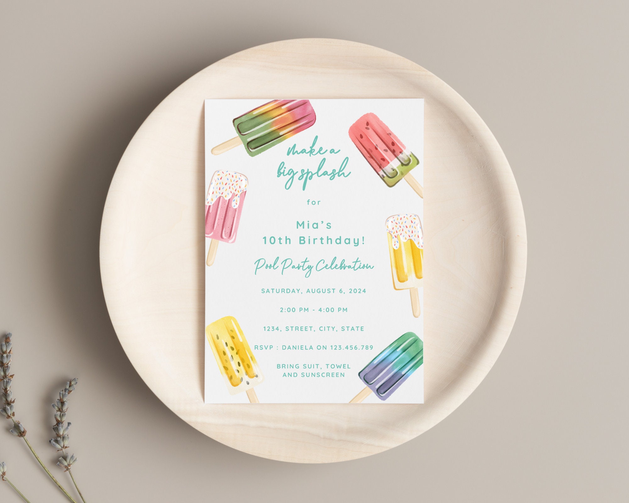 Popsicle Party Invitation, Ice Cream Birthday Invitation, Pool Party ...