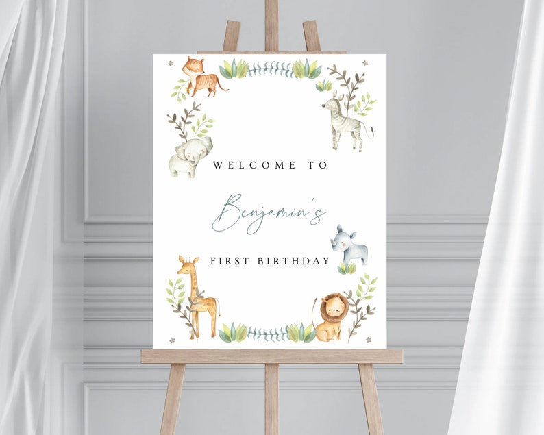 Wild One First Year Birthday Sign, Tropical First Year Sign, Jungle ...