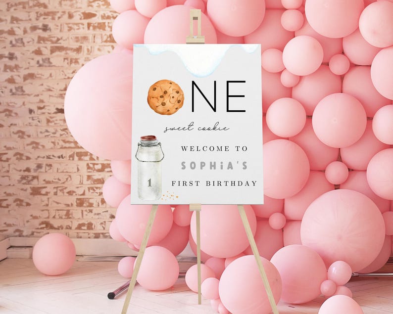Milk and Cookies Welcome Sign, Cookies Birthday Party Welcome Sign ...