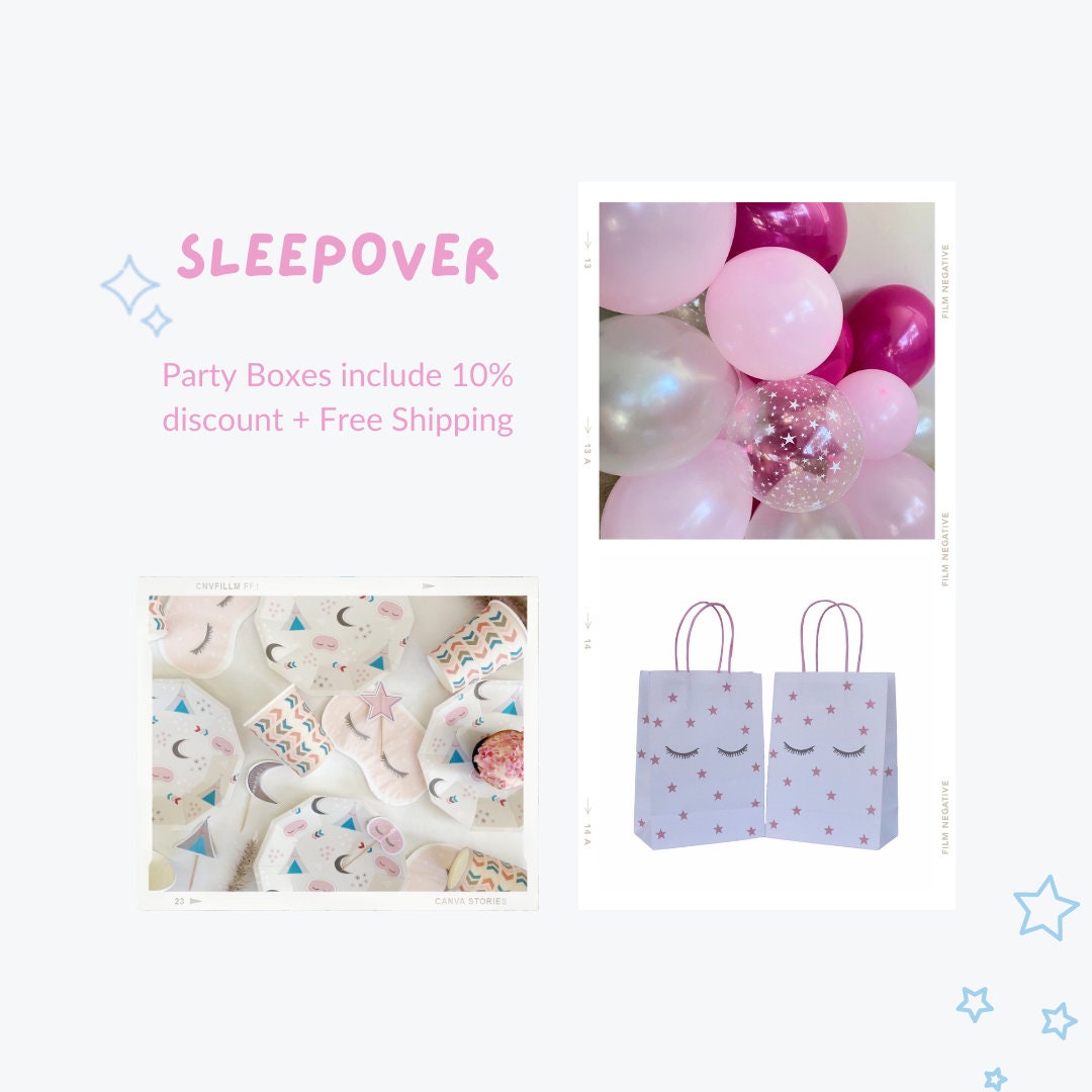 Sleepover Slumberparty Party Supplies Box: Plates, Cups, Napkins ...