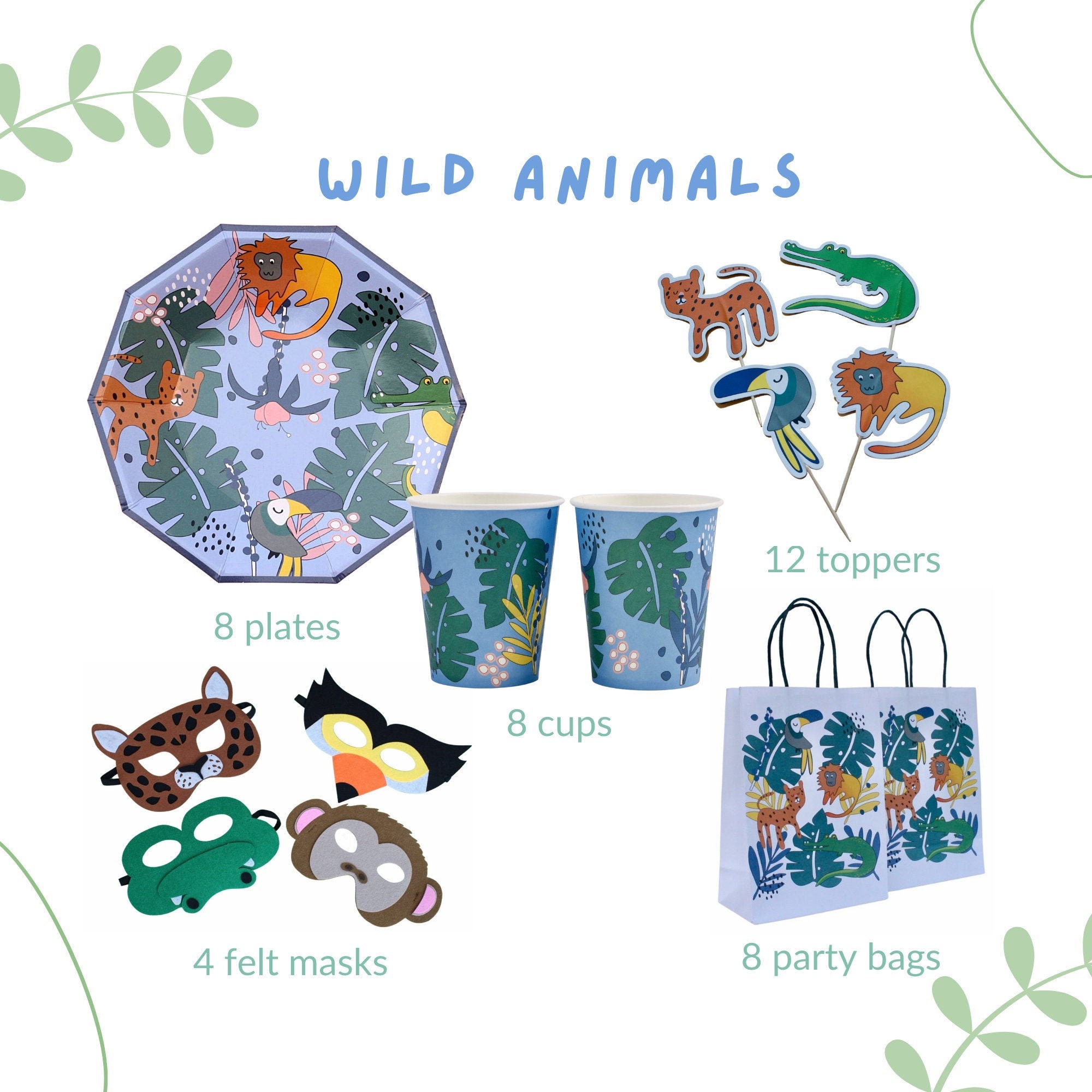 Wild Animals Party in a Box Mini Animal Party Plates Wild - Etsy