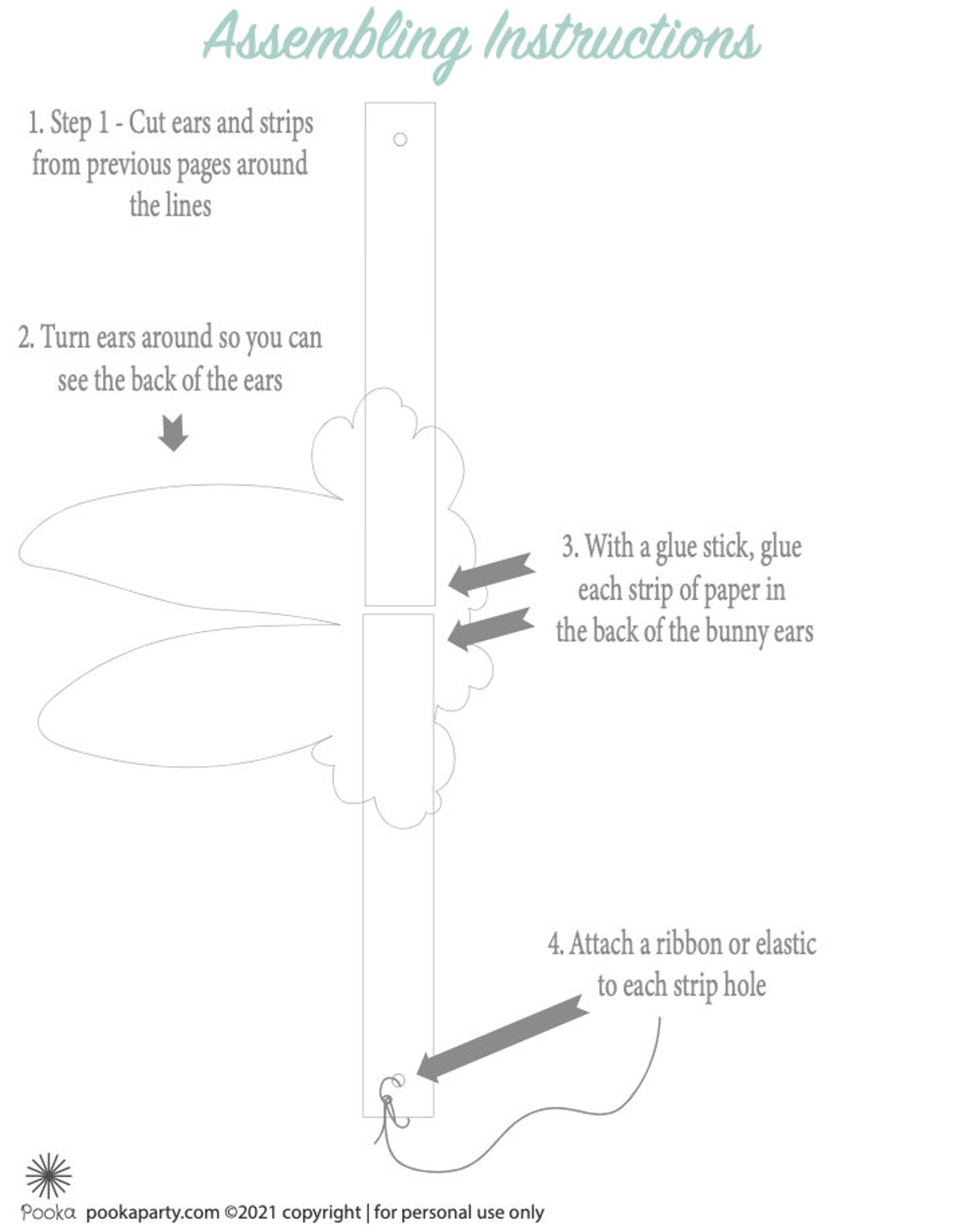 Printable Boys Blue Bunny Ears bunny Ears Printable easter Bunny Ears ...