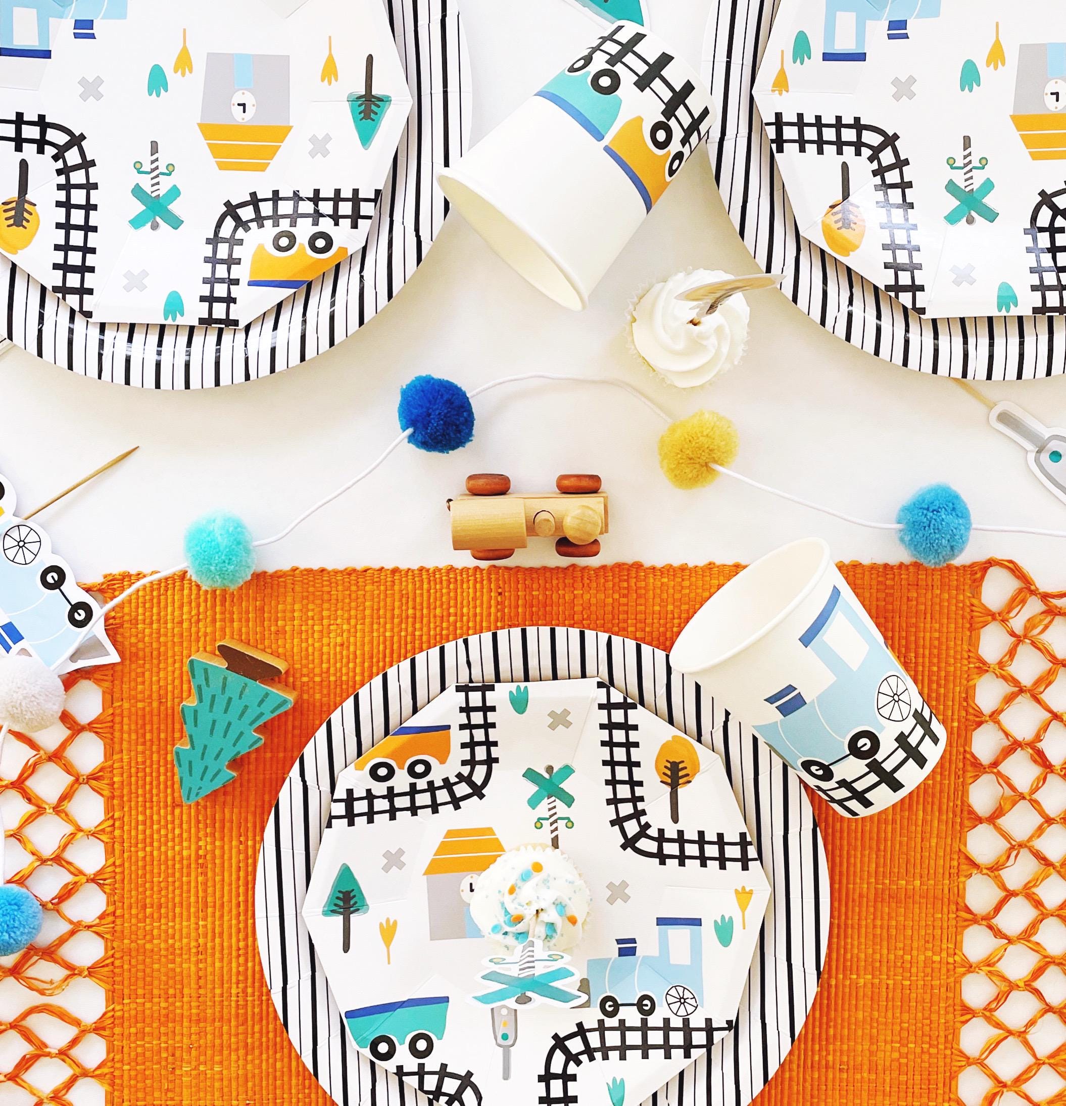 Steam Train Party Supplies Box – Plates, Cups, Napkins for Boys ...