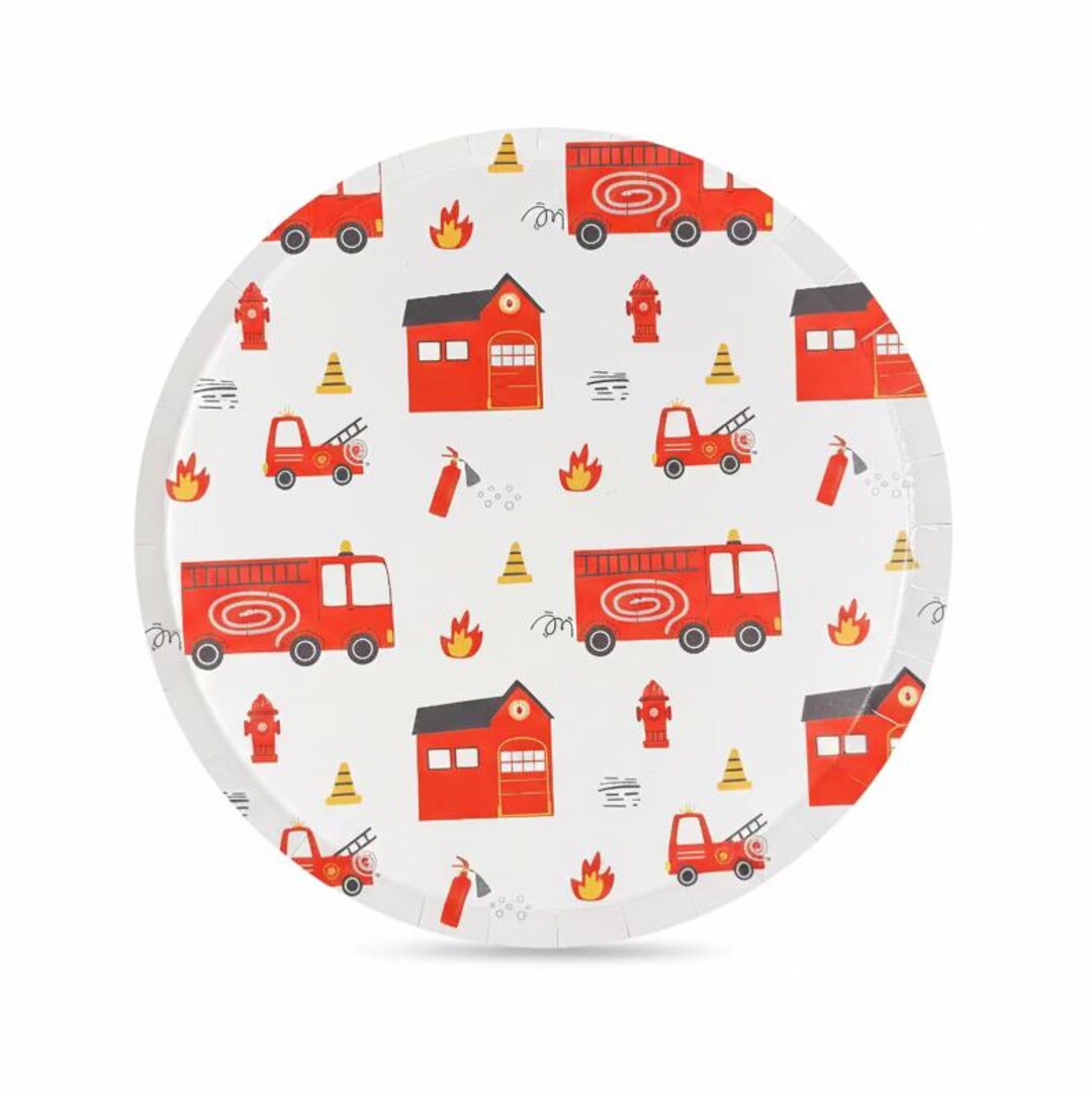 Fire Truck Birthday Paper Plates – Firefighter Party Supplies /red Fire ...