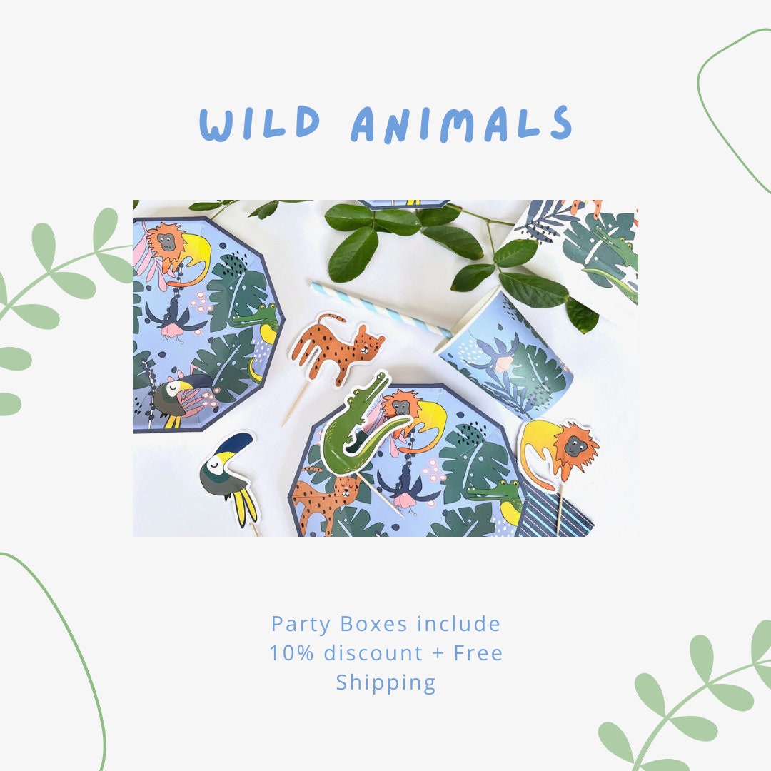 Wild Animals Party in a Box Animal Party Plates Wild One Party Plates ...