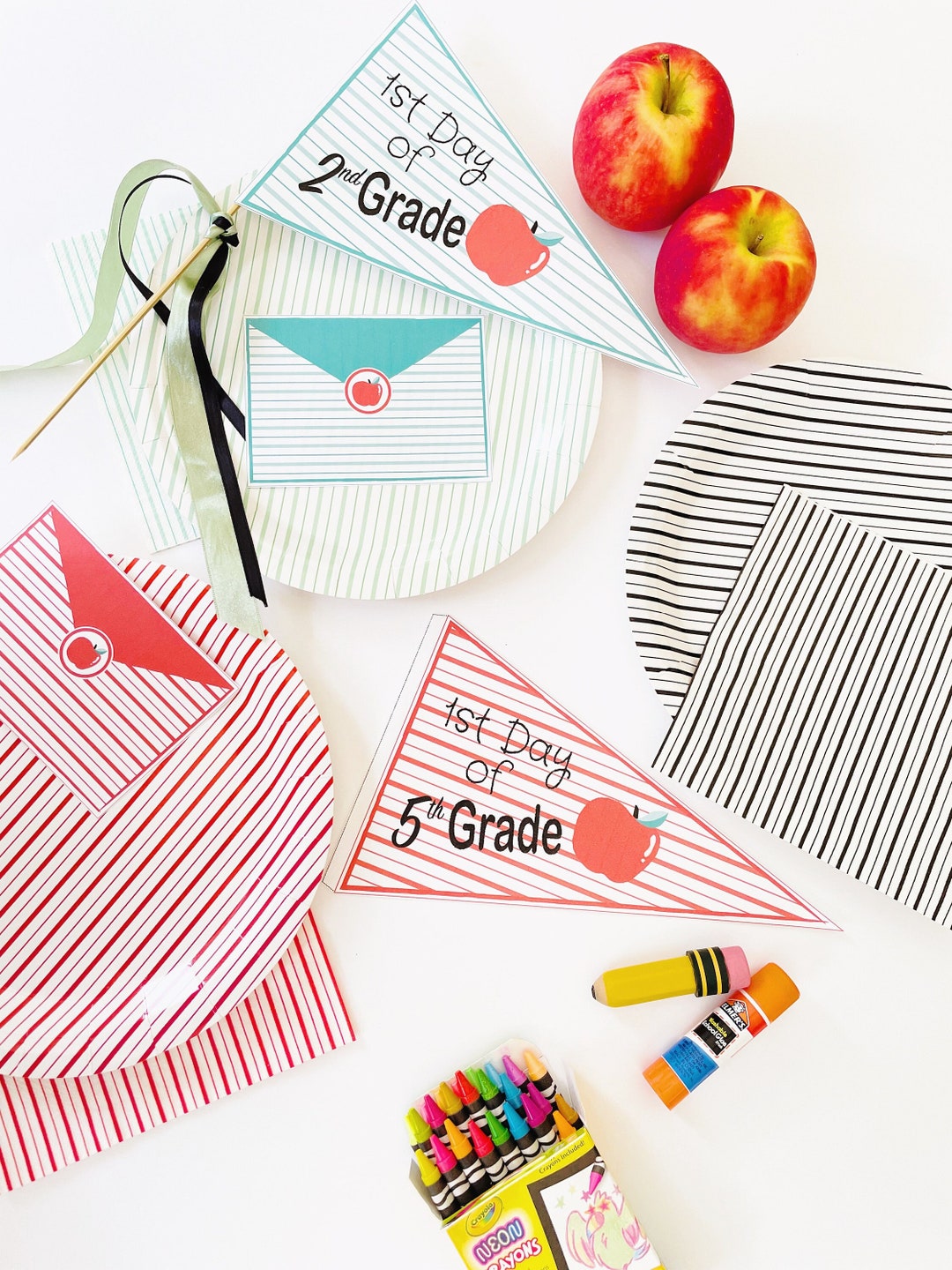 1st Day of School Pennant Flag Cards | Back to School Pennant Flag ...